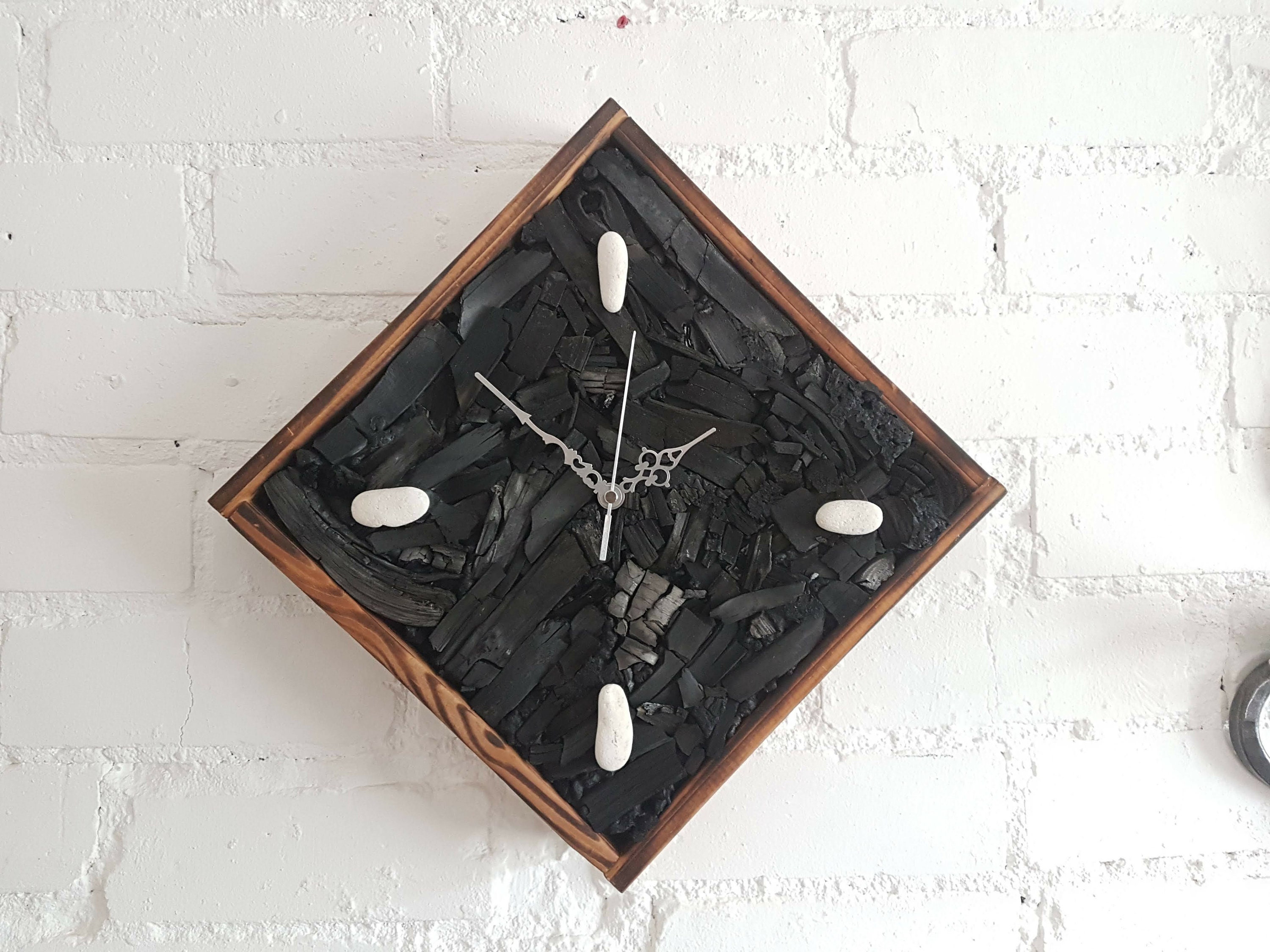 Modern Wall Clock Charcoal Clock Handmade Clock | Etsy