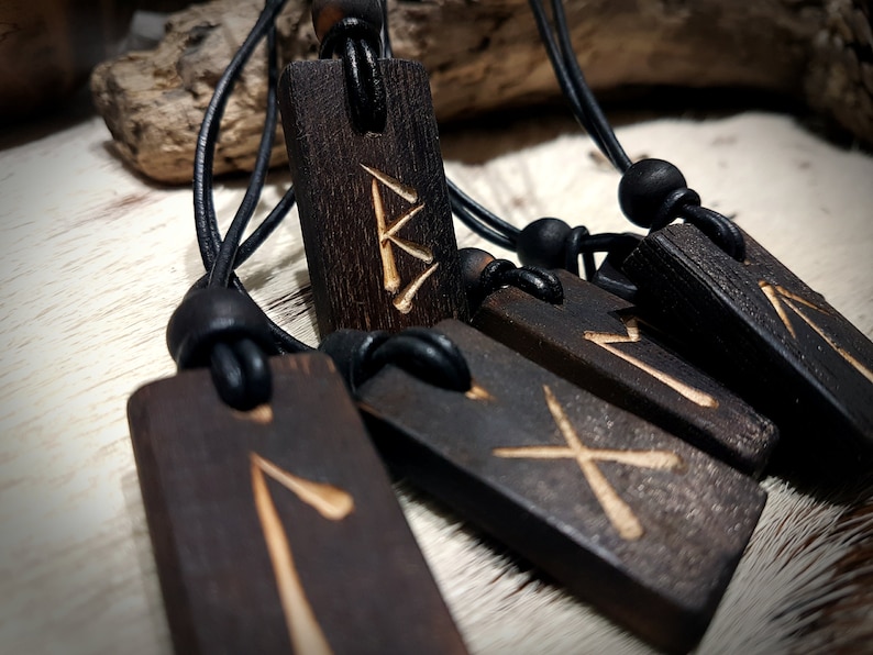 Elder Futhark / Anglo Saxon Rune Necklace. Rustic Wooden Norse - Etsy