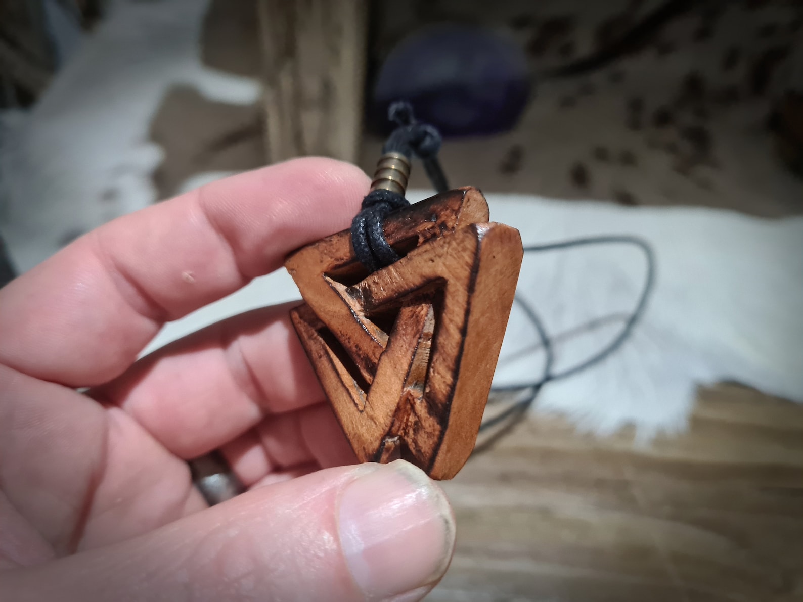 Norse Viking Valknut Pendant Hand Carved From Yew Wood. Pagan Jewellery ...