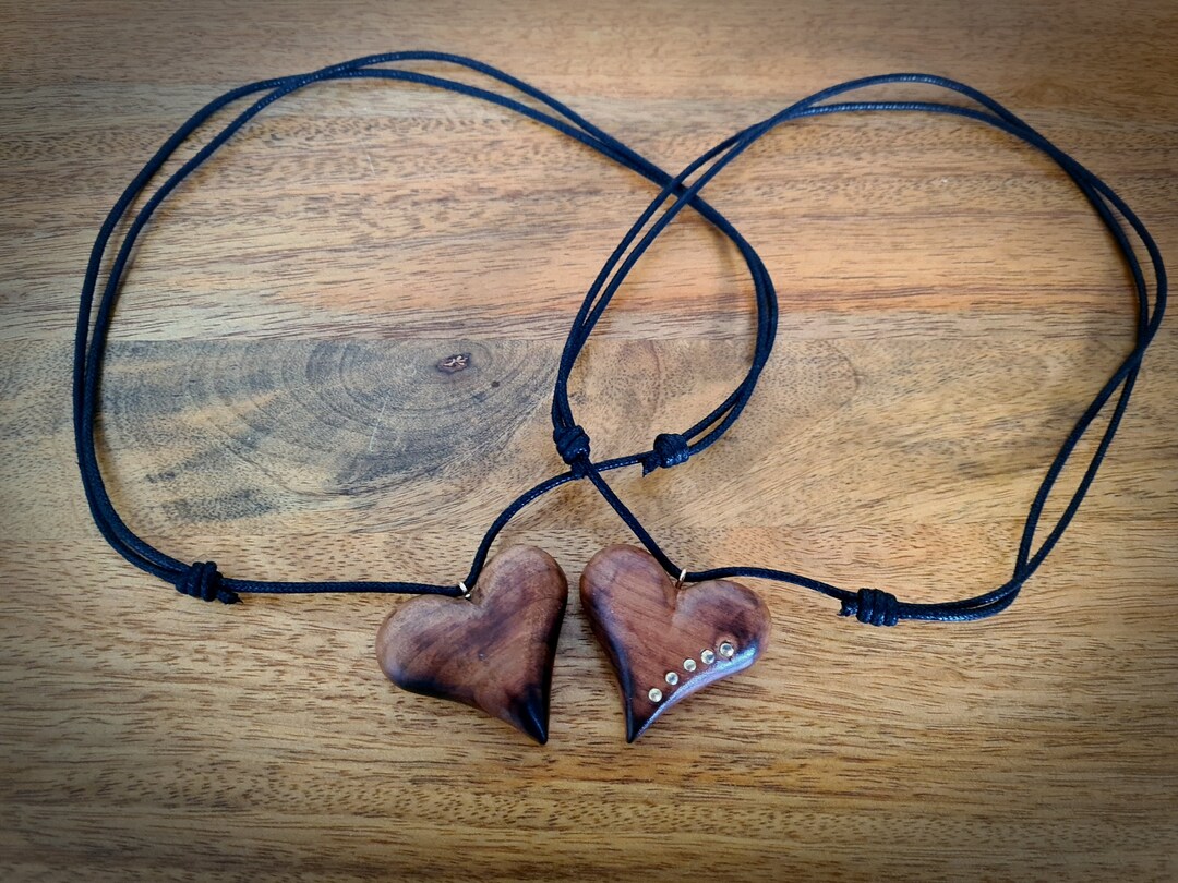 Love Heart Pendant Hand Crafted From Solid Yew Wood | Fifth Wedding ...