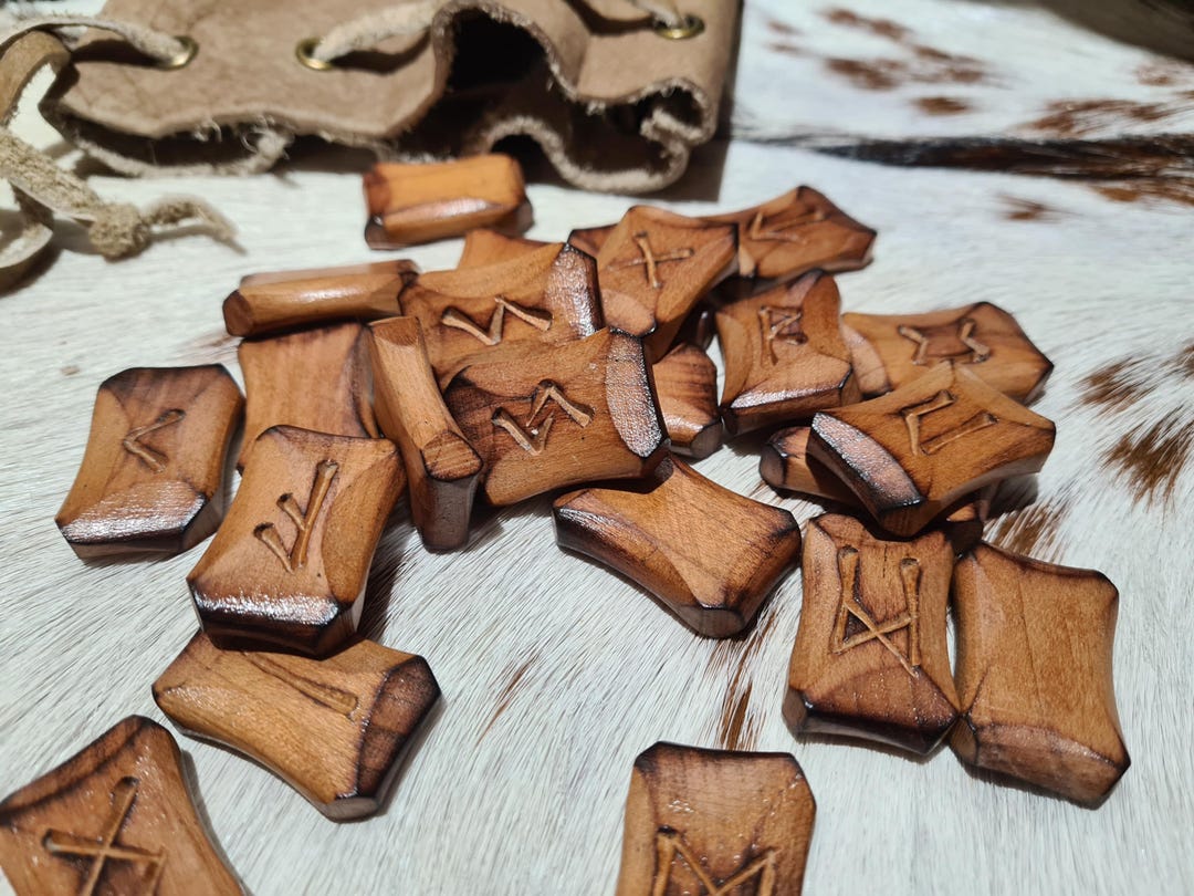 Norse Elder Futhark Rune Set. Completely Hand Crafted From Red Oak ...