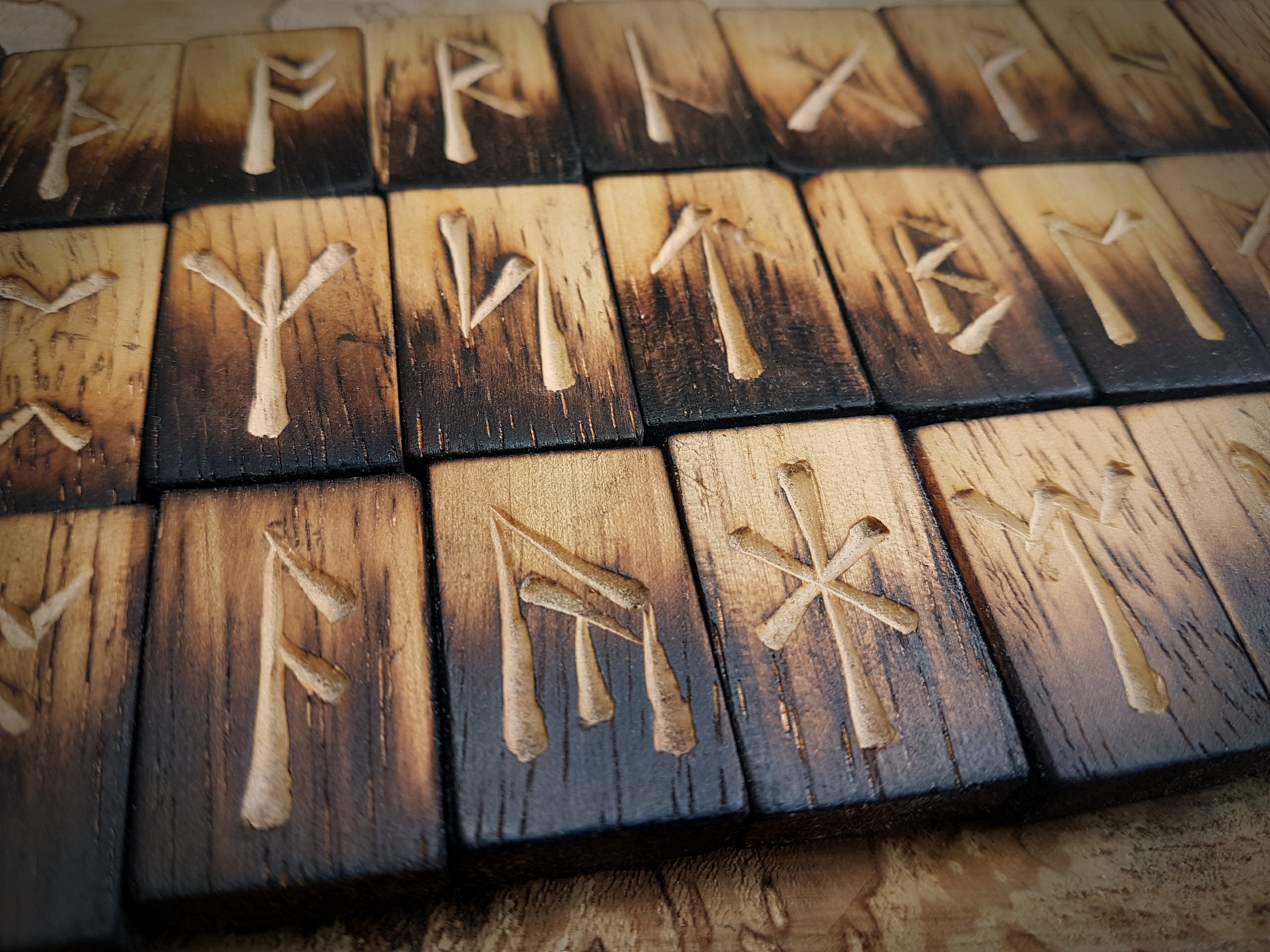 Oak Rune Set of 33 Anglo Saxon / Northumbrian Futhorc. - Etsy UK