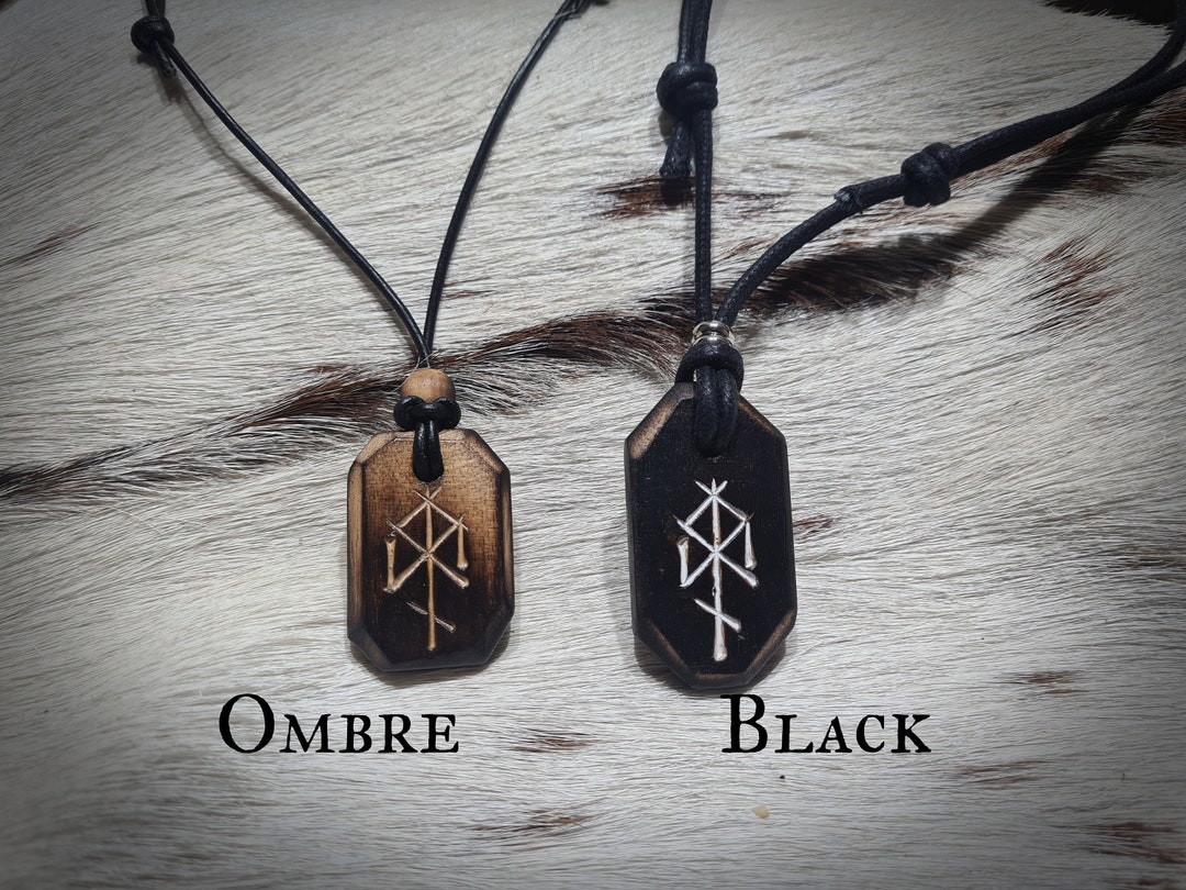 Oak Wood Odin Bind Rune Necklace. Norse Pagan Viking Odin - Etsy
