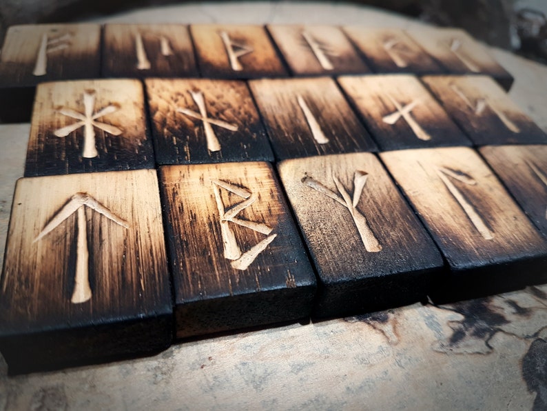 Oak Wood Rune Set Norse Younger Futhark Handmade Hand - Etsy