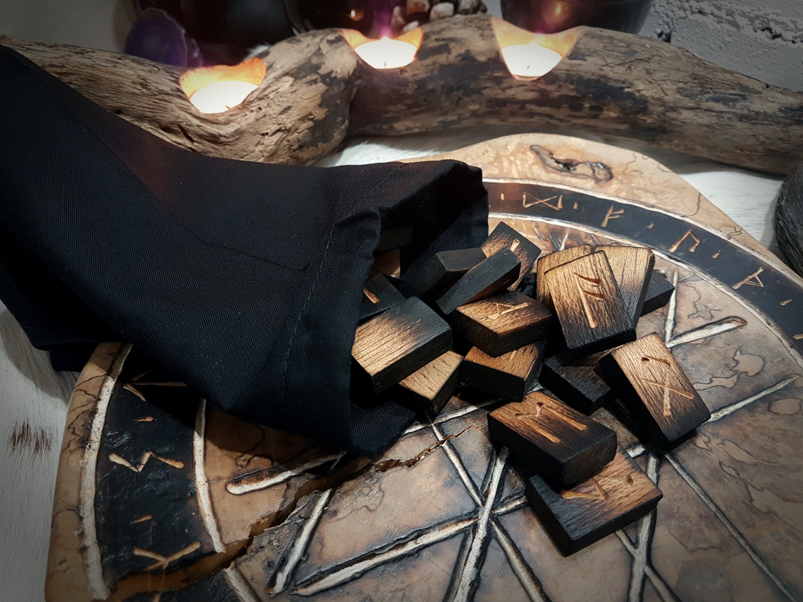 Oak Wood Rune Set Norse Elder Futhark Handmade Wooden | Etsy UK