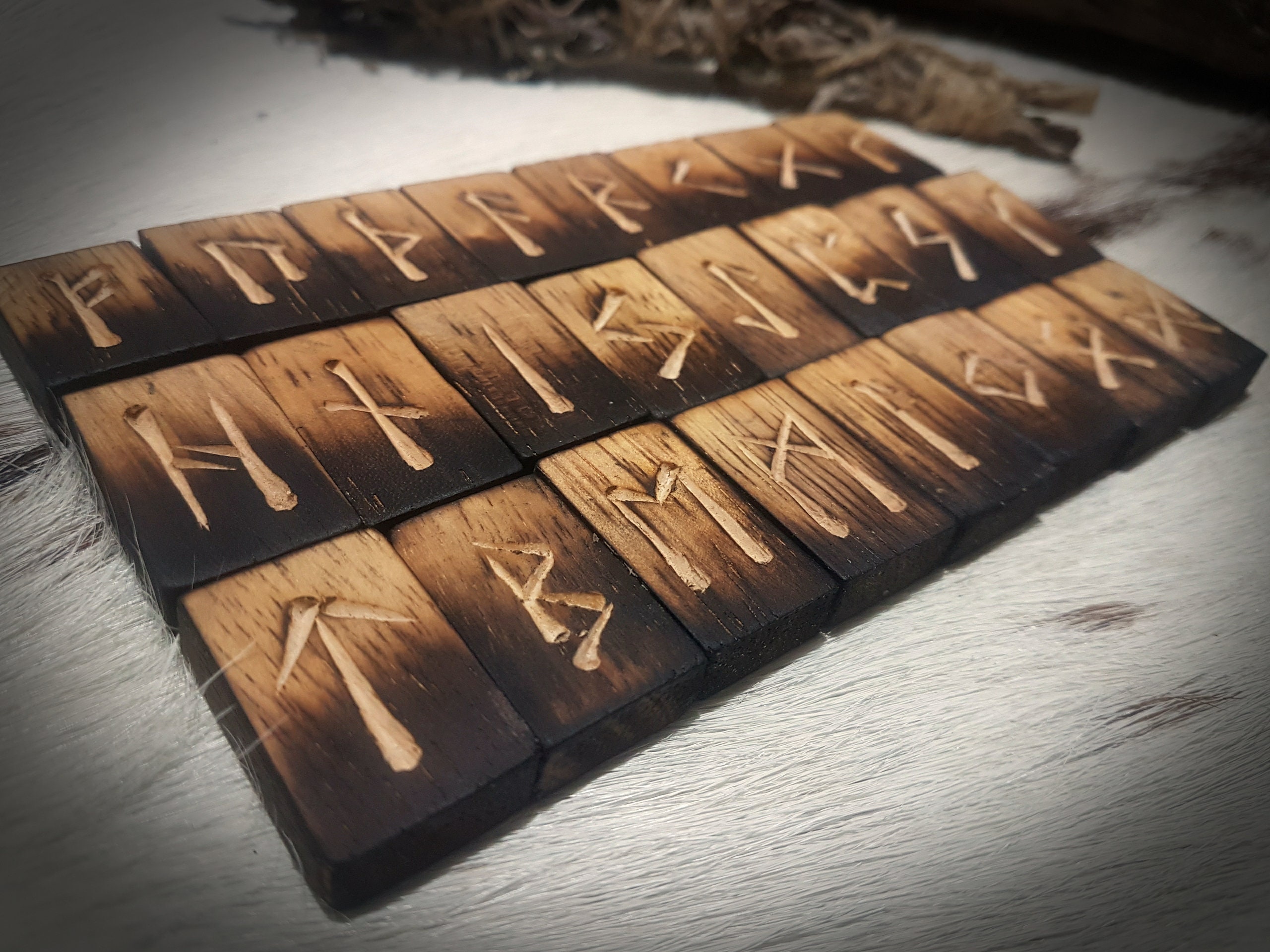 Oak Wood Rune Set Norse Elder Futhark Handmade Hand - Etsy UK