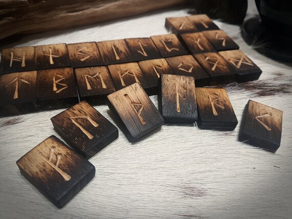 Oak Wood Rune Set Norse Elder Futhark Handmade Hand - Etsy