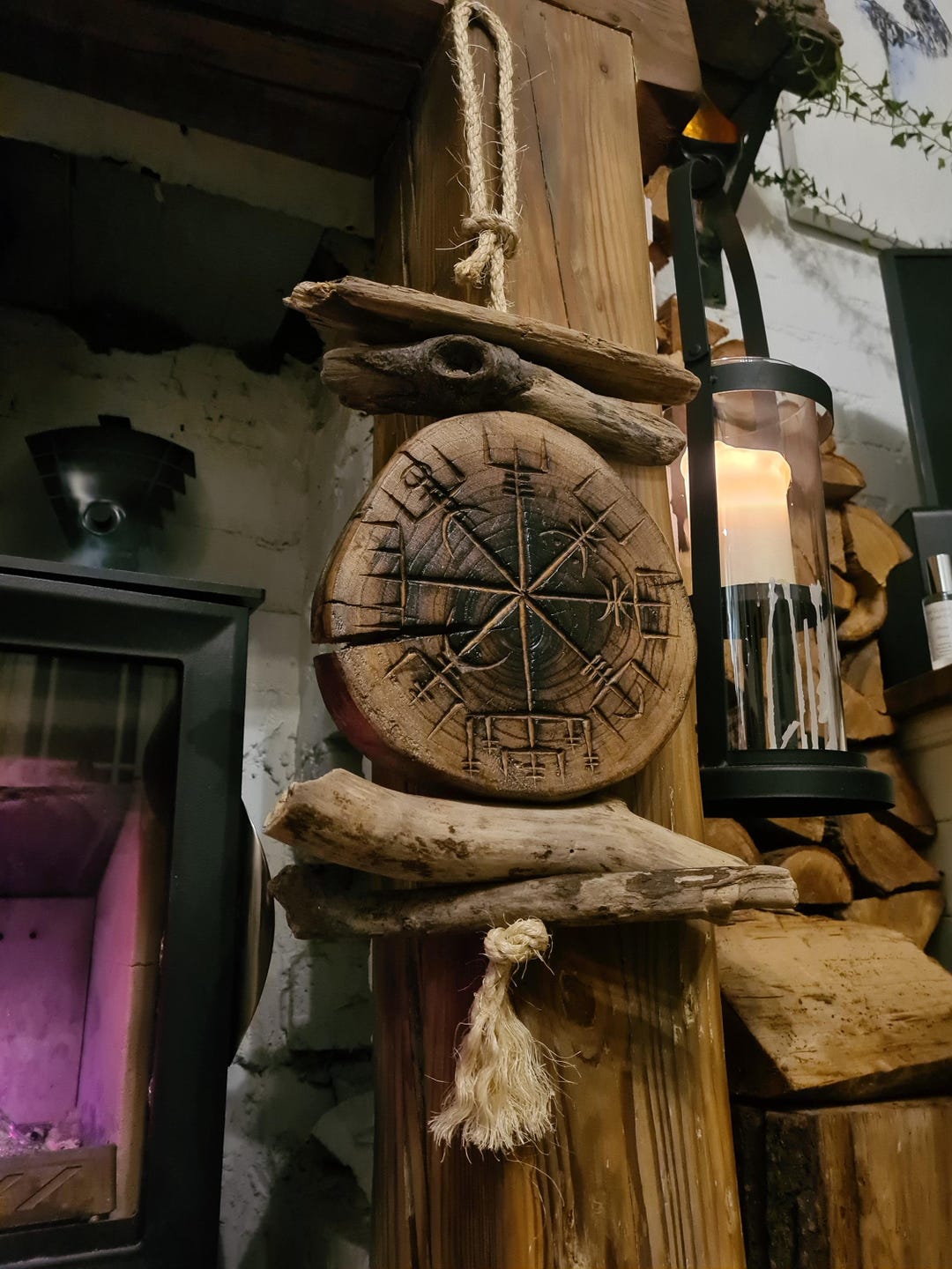 Nordic Vegvisir (viking Compass) Wall Hanging Artwork. Icelandic Norse ...