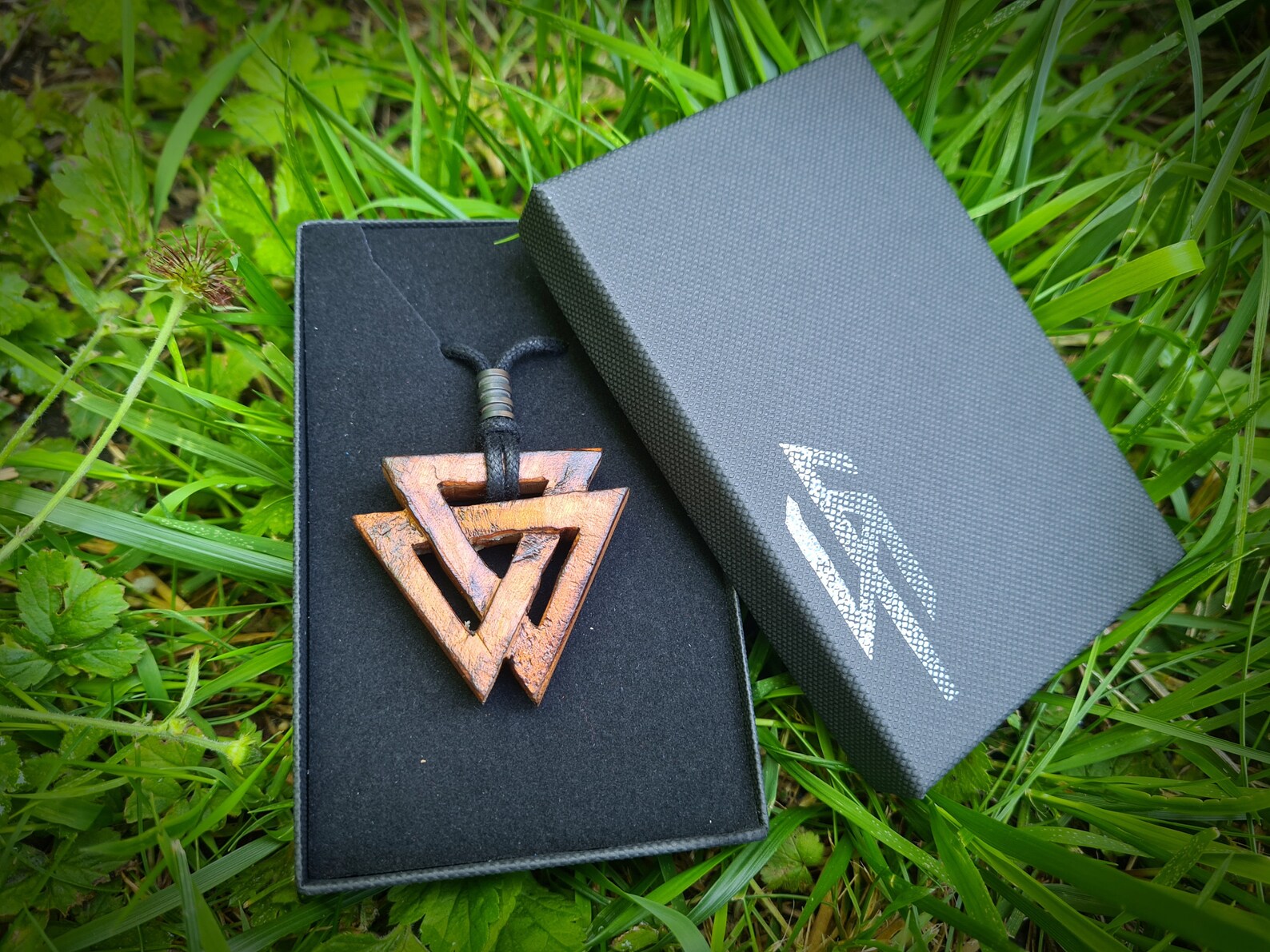 Norse Viking Valknut Pendant Hand Carved From Yew Wood. Pagan Jewellery ...