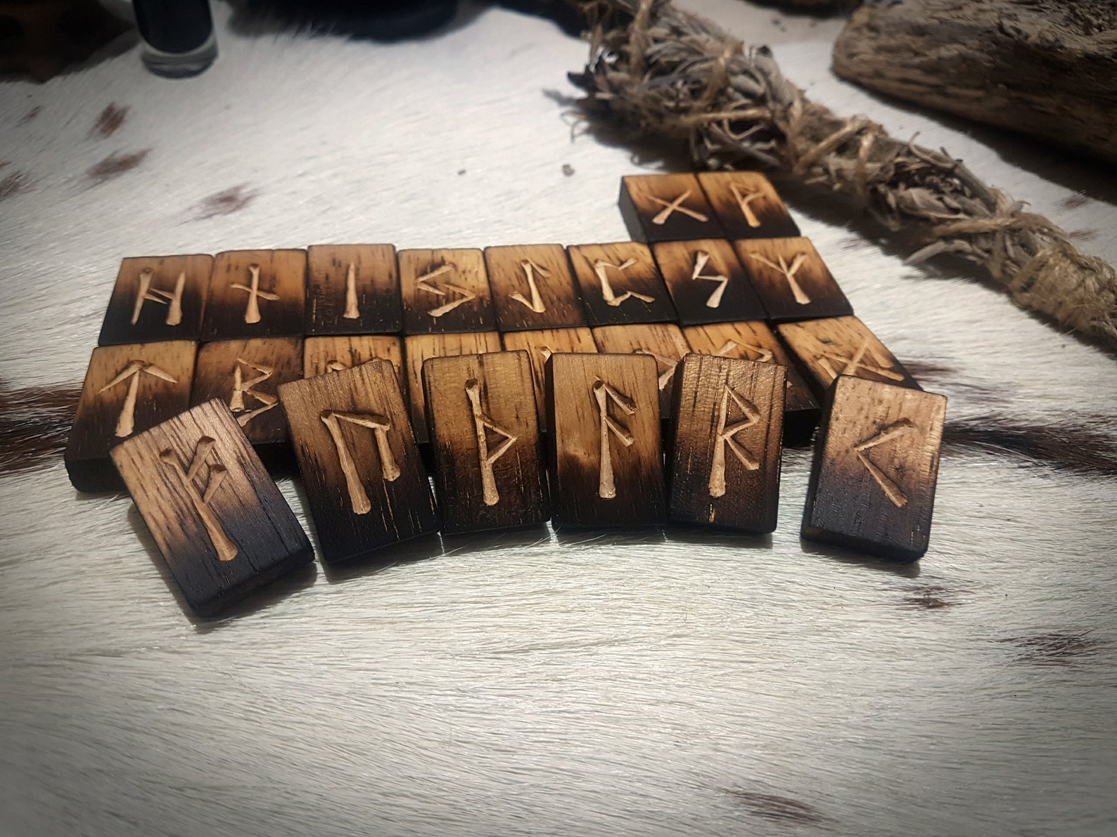 Oak Wood Rune Set Norse Elder Futhark Handmade Hand - Etsy