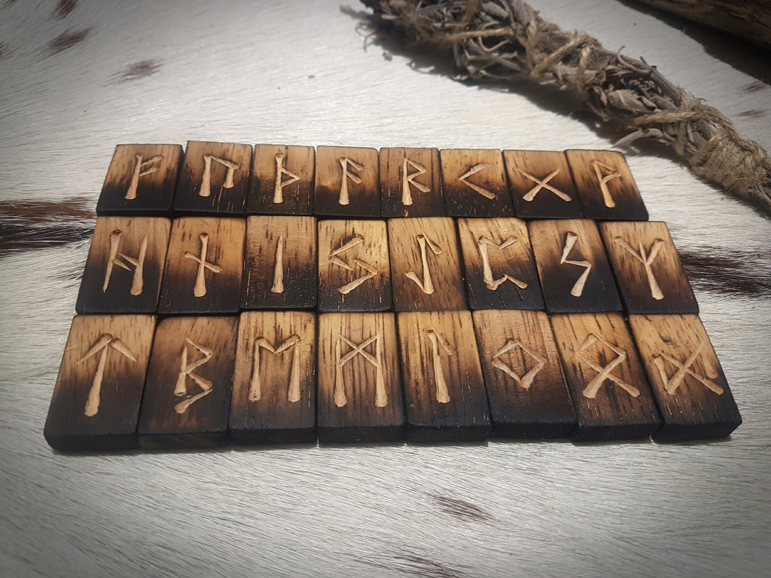 Oak Wood Rune Set Norse Elder Futhark Handmade Hand - Etsy UK