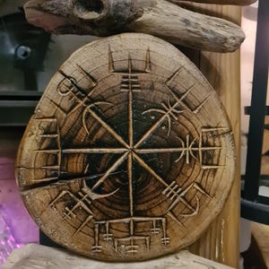 Nordic Vegvisir viking Compass Wall Hanging Artwork. Icelandic Norse ...