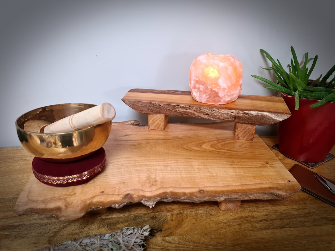 Two Tier Altar Table Handcrafted From Solid Wane Edge Cherry Wood Eco ...