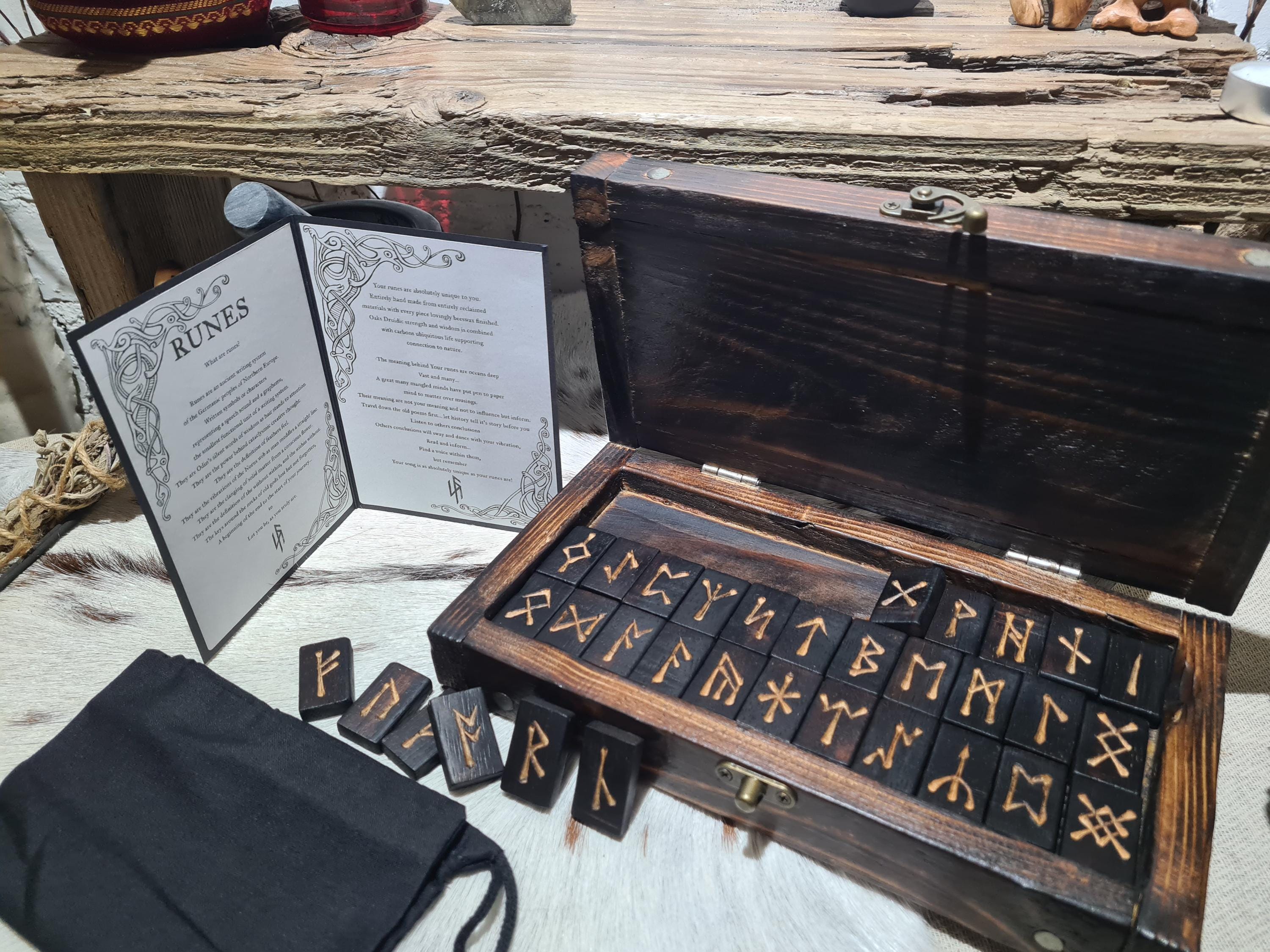 Authentic Anglo Saxon Futhorc Rune Set Hewn From Carbonised Black Oak ...