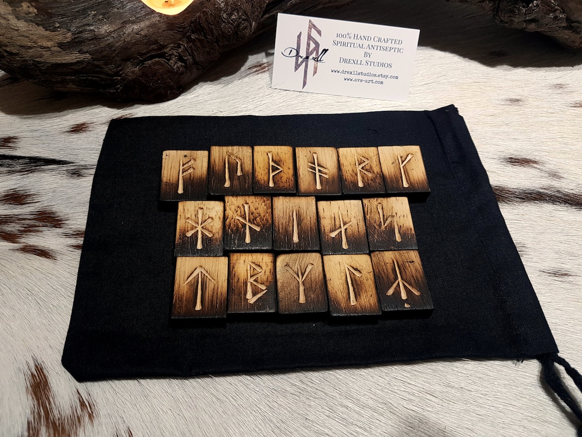 Oak Wood Rune Set Norse Younger Futhark Handmade Hand - Etsy