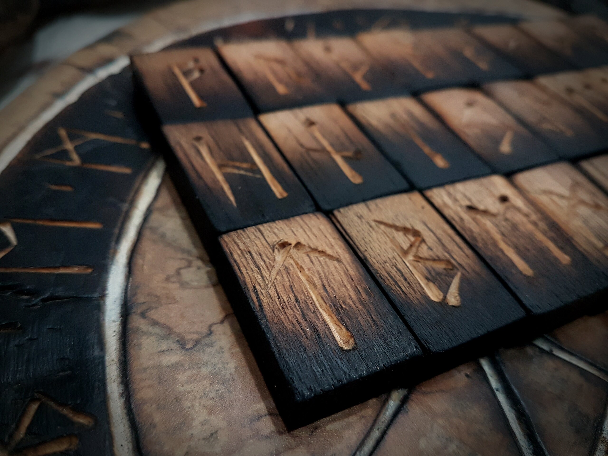 Oak Wood Rune Set Norse Elder Futhark Handmade Wooden | Etsy UK