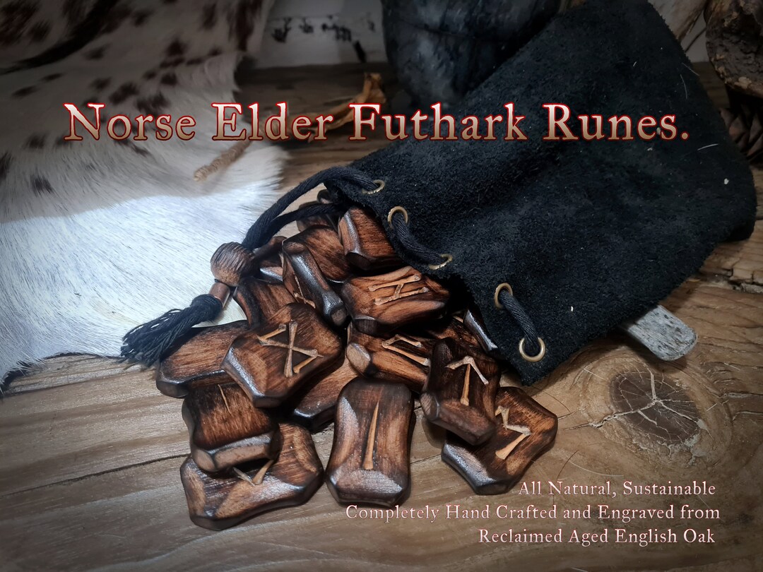 Aged English Oak Norse Elder Futhark Rune Set. Completely Hand Crafted ...