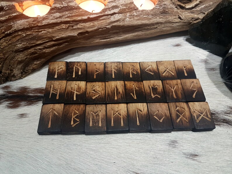 Oak Wood Rune Set Norse Elder Futhark Handmade Hand - Etsy