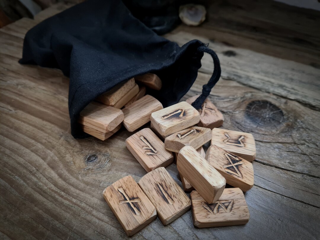 Elder Futhark Rune Set With Cotton Drawstring Bag. Authentic Handmade ...