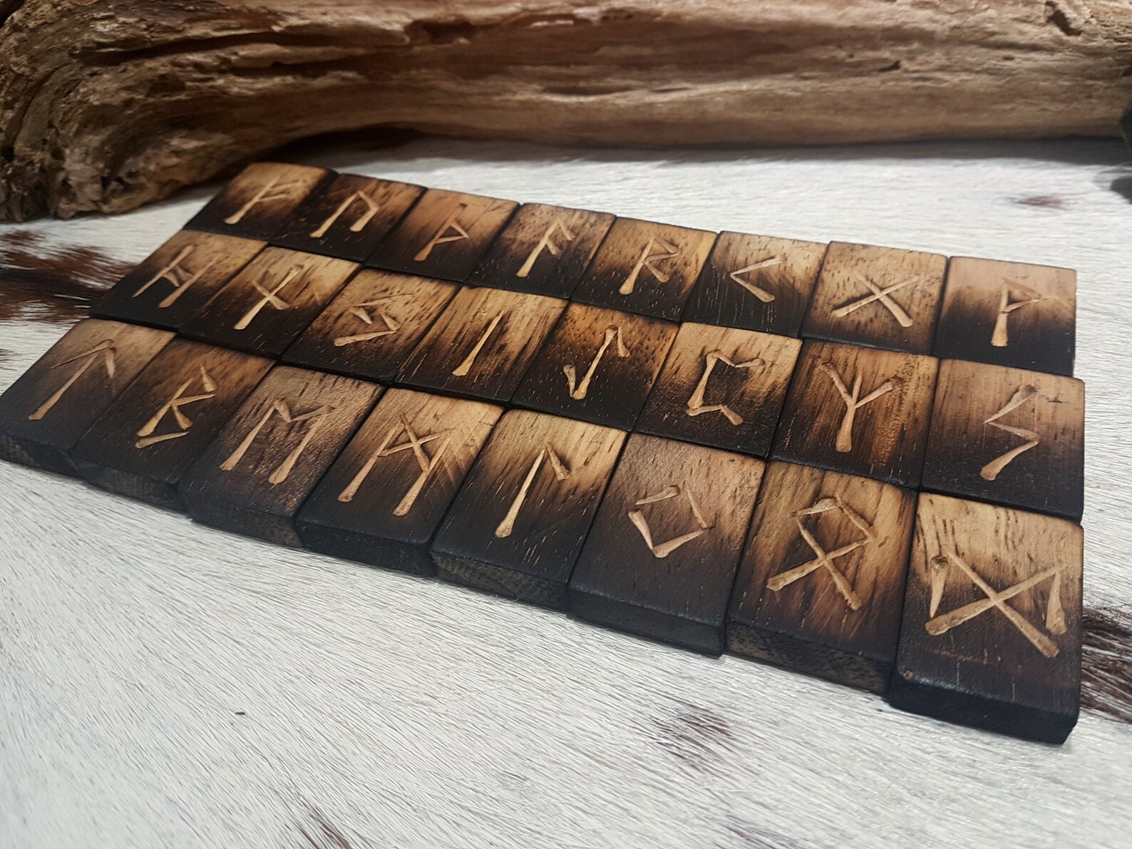 Oak Wood Rune Set Norse Elder Futhark Handmade Hand - Etsy