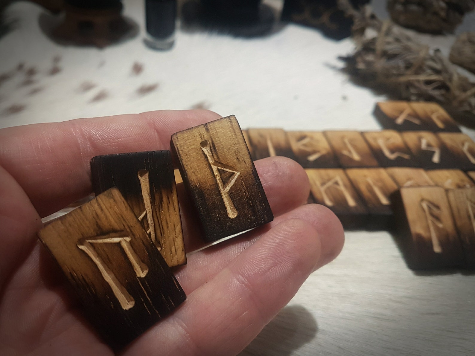 Oak Wood Rune Set Norse Elder Futhark Handmade Hand - Etsy