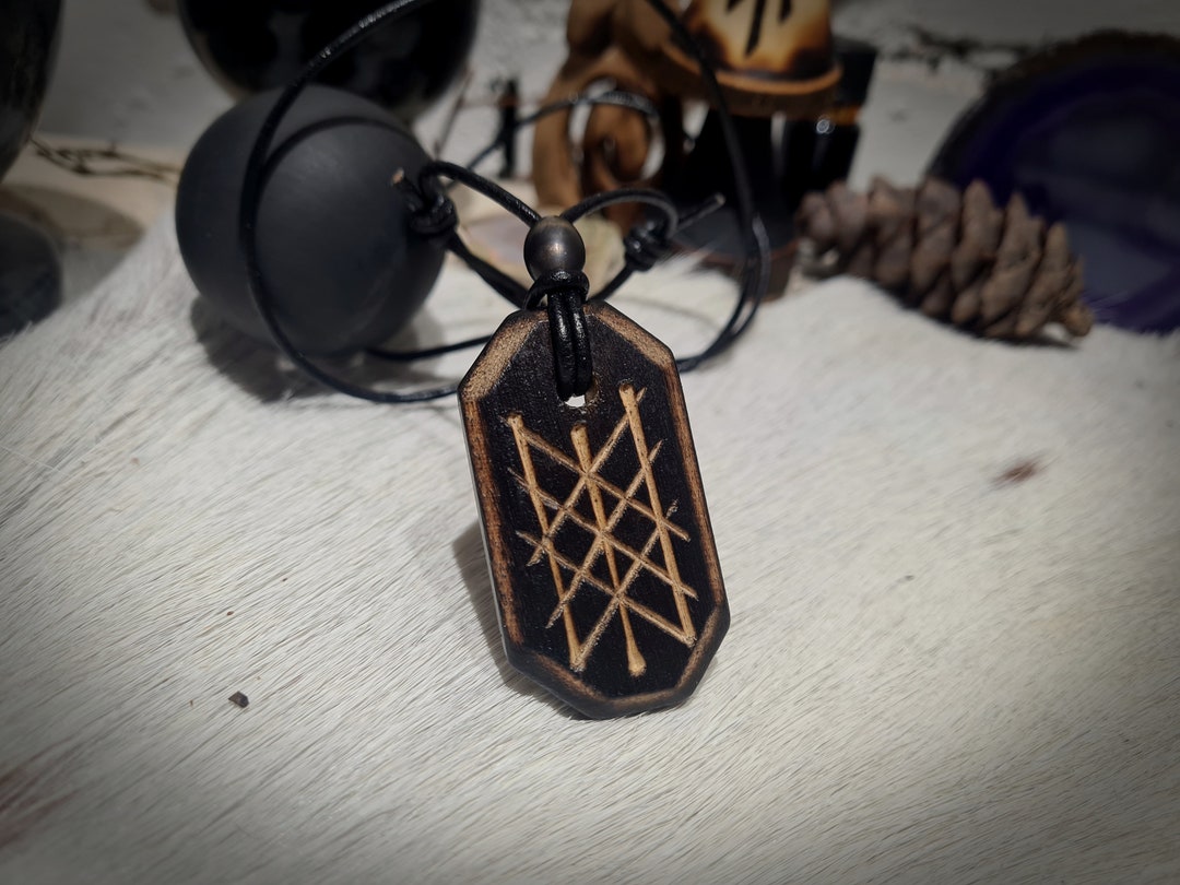 Web of Wyrd Birch Wood Pendant. Charred Black Hand Carved Norse Pagan ...