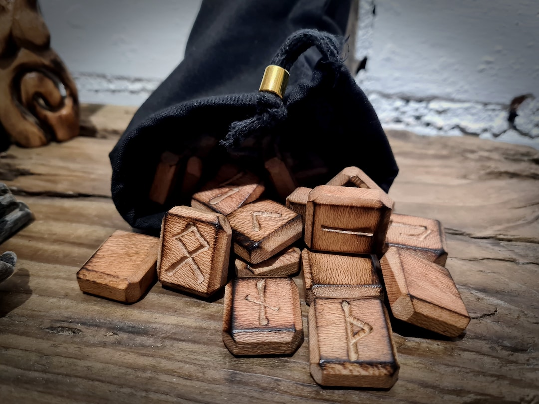 Beech Wood Rune Set - Authentic Norse Elder Futhark, Handmade, Hand ...