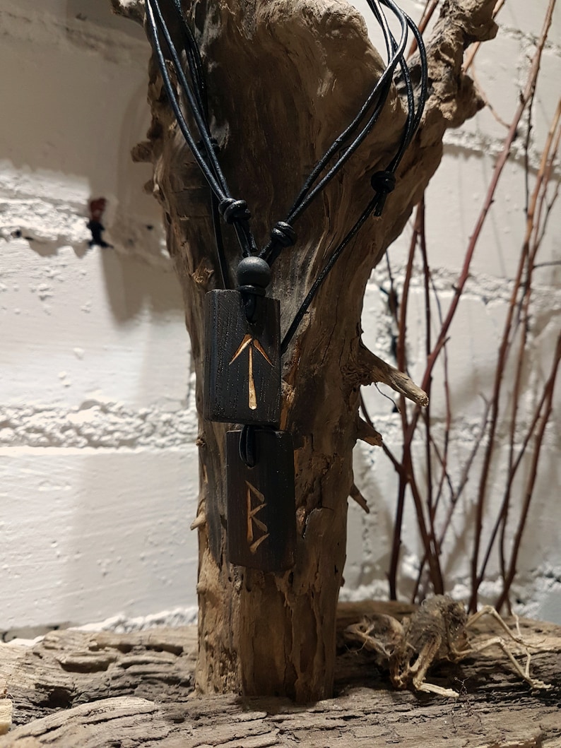 Elder Futhark / Anglo Saxon Rune Necklace. Rustic Wooden Norse - Etsy