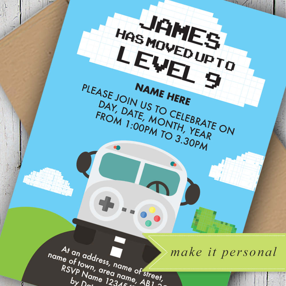 Gaming Invitation, Video Game Invite, Video Game Birthday Invitation ...