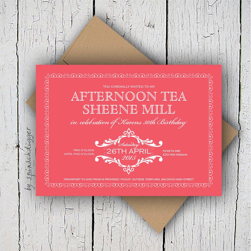 Afternoon Tea Invitation, Tea Party Invite, Personalised Tea Party ...