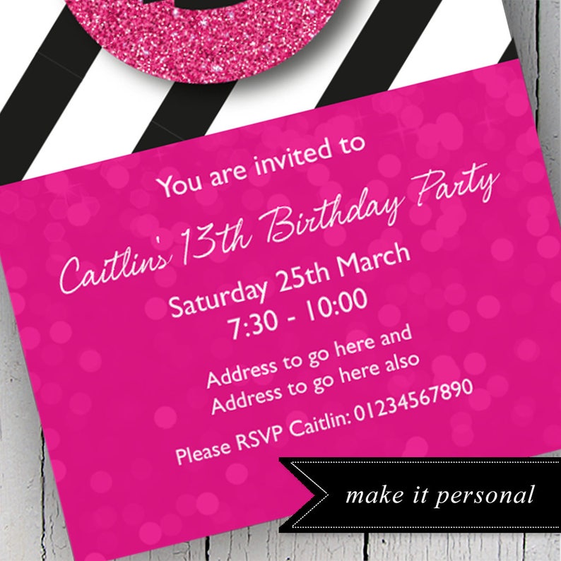 Teen Birthday Invitation, Age Birthday Invite, Teen's Party Invite ...