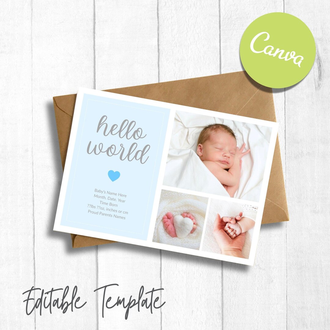 Editable Baby Announcement Template • 5x7 Newborn Photo Card ...