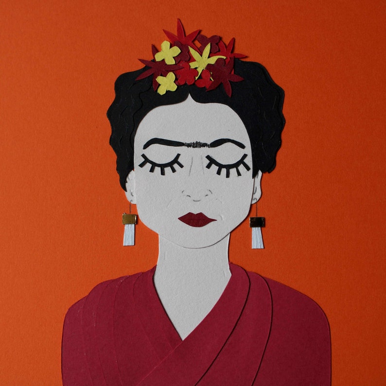 Collage Frida Kahlo / Papercraft papercut handmade / Face paper cut ...