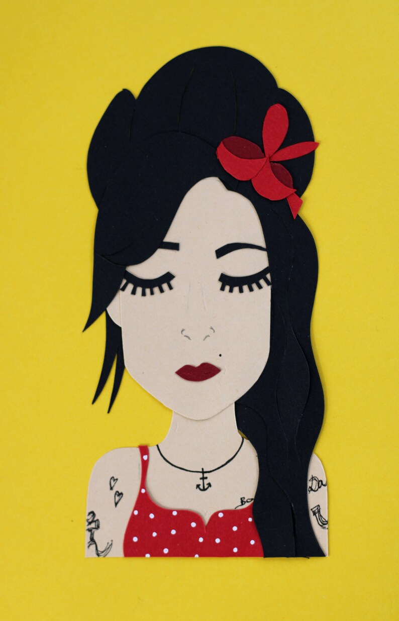 Collage Amy Winehouse / Papercraft Papercut Handmade / Face Paper Cut ...