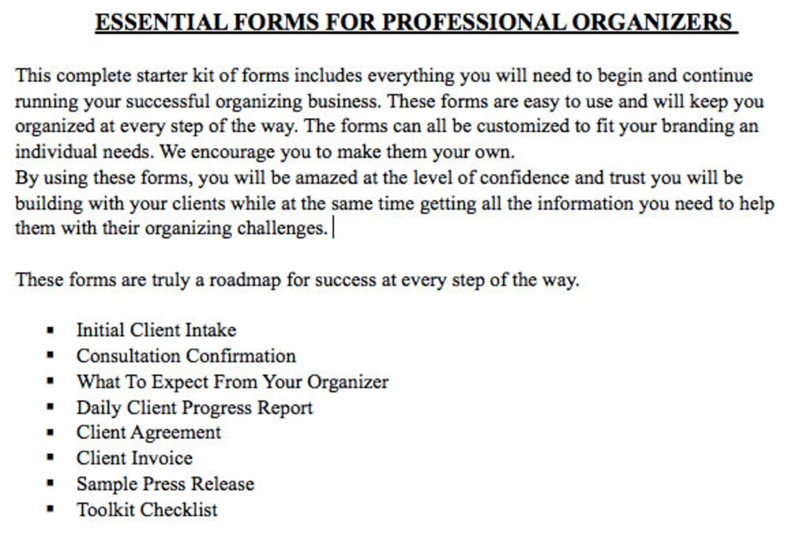 8 Essential Forms for Professional Organizers - Etsy Canada