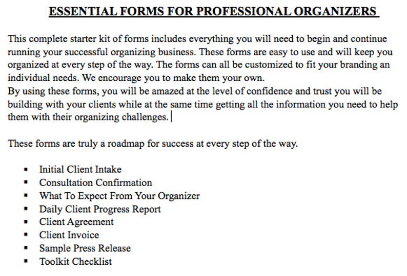 8 Essential Forms for Professional Organizers - Etsy Canada