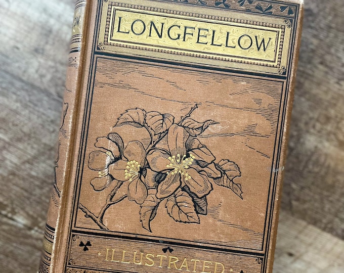 Antique Victorian 1884 Longfellow's Poems Book Illustrated Ornate ...