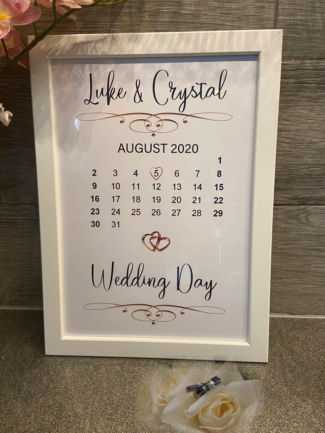 Personalised Wedding Frame With Names and Date Wedding Gift - Etsy