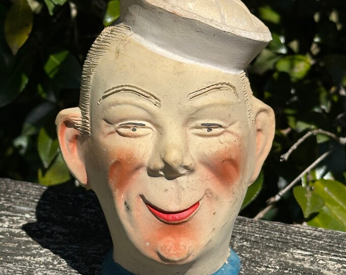 WW2 Clay Sailor Head Hand Painted Carnival Store Display Creepy Oddity ...