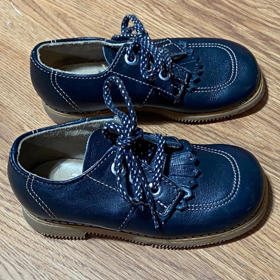 Vintage 1960s Toddler Shoes Navy Leather Kiltie Lace up - Etsy
