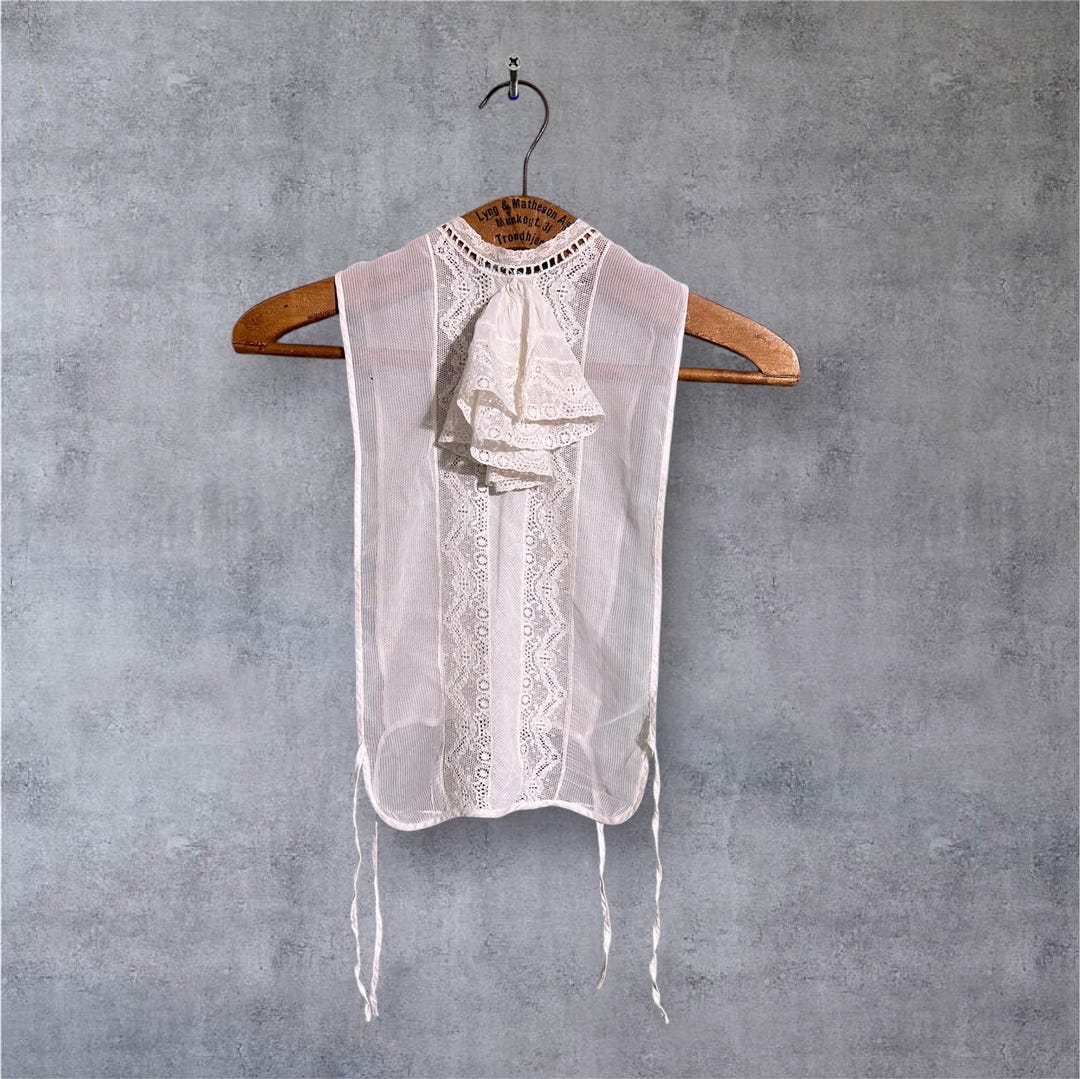 Vintage 1920’s -30’s Ruffle Dickie Lace Collar Lacy Sheer Pin Stripes ...