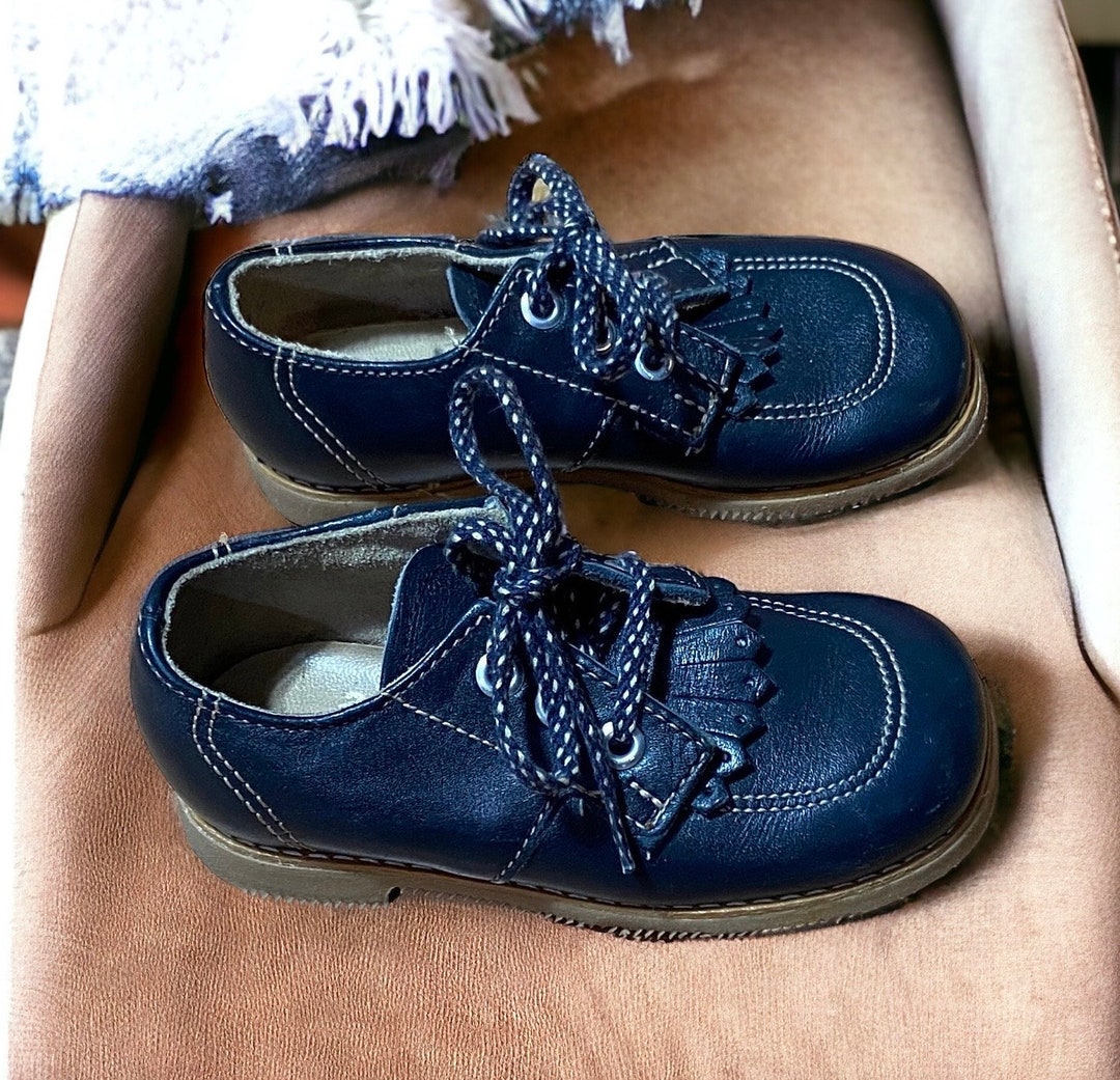 Vintage 1960s Toddler Shoes Navy Leather Kiltie Lace up Stride Rite 6.5 ...