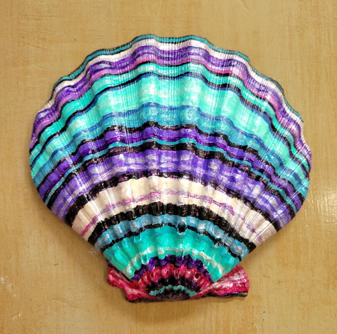 Large Sea Shell Handpainted Inspired by a Rainbow Flourite Gemstone ...