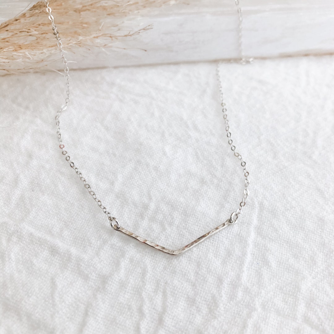 Silver Chevron Necklace, Silver Arrow Necklace, Sterling Silver ...