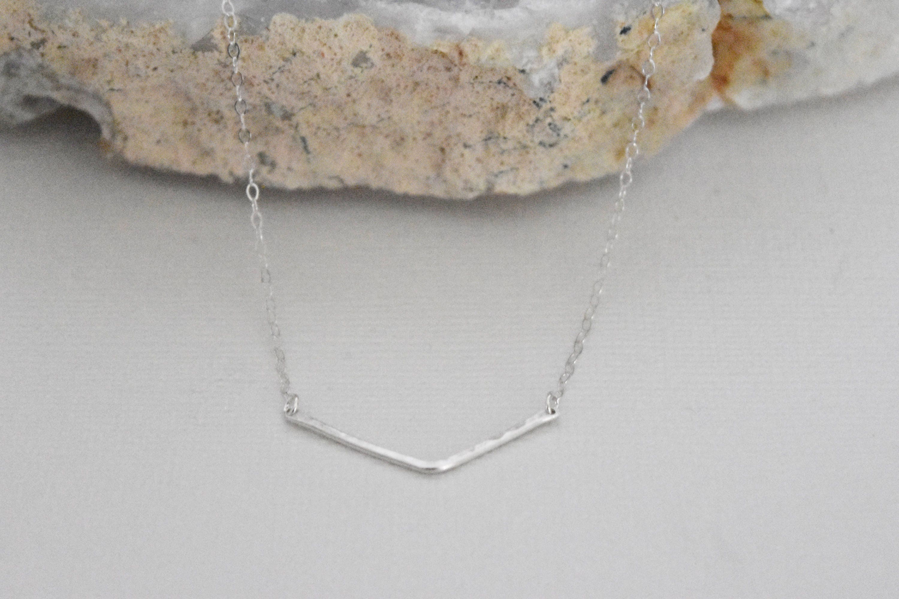 Silver Chevron Necklace, Silver Arrow Necklace, Sterling Silver ...