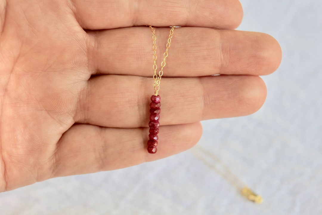 Birthstone Necklace, Ruby Necklace, July Birthstone Necklace, Ruby ...