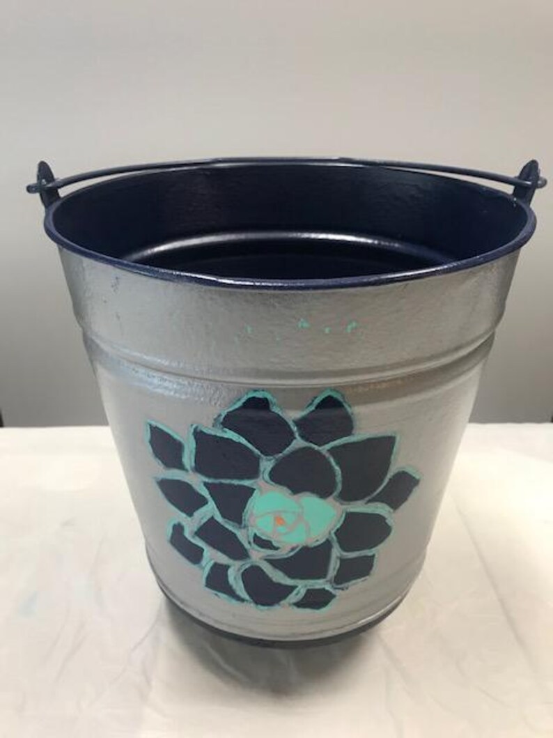 Painted Galvanized Bucket on Wheels - Etsy