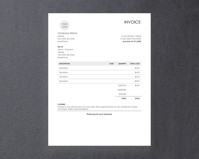 Invoice Template. Excel. Editable Invoice for Small Business Owners and ...