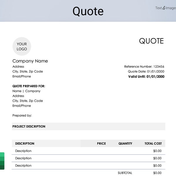 Editable Invoice Template. Quote Template. Receipt Template ...