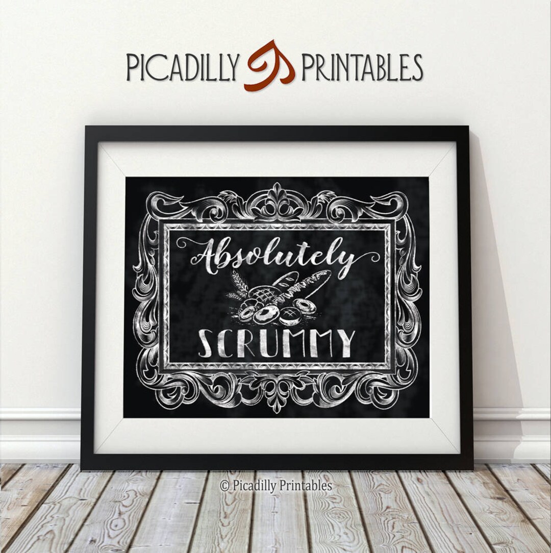 Absolutely Scrummy Chalk Chalkboard British Expression Baking Kitchen ...